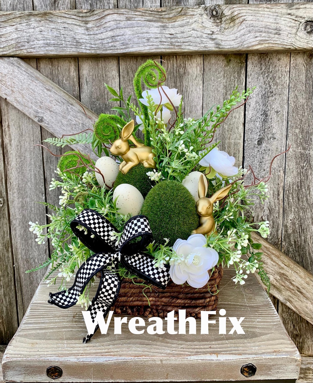 Easter Greenery Basket, Easter Bunny Basket, Basket Arrangement ...