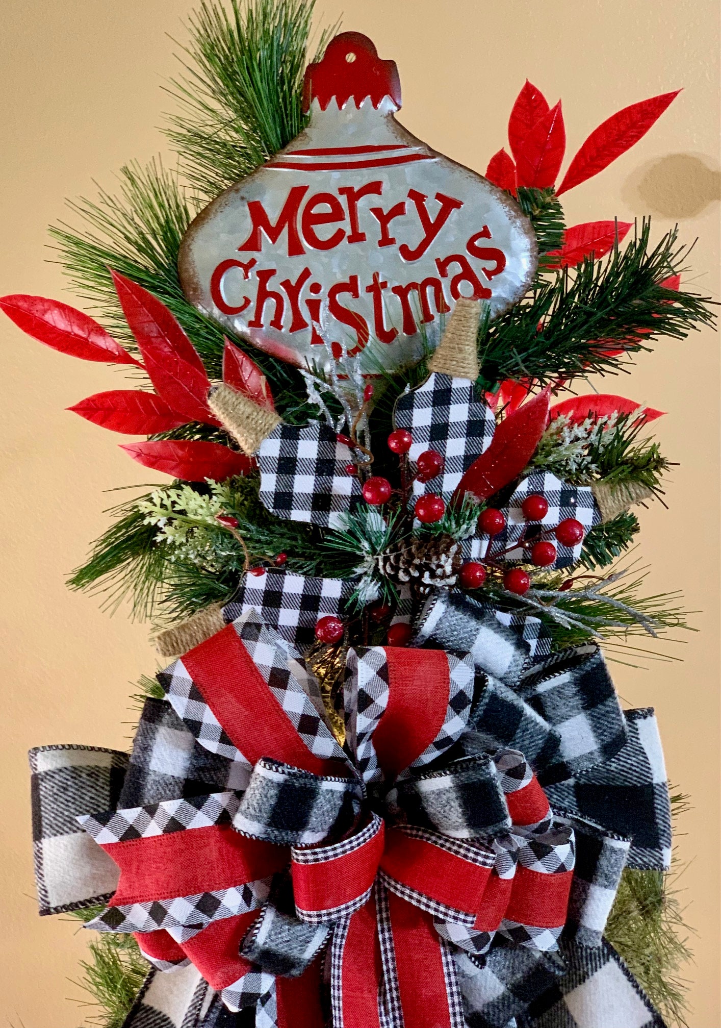 Farmhouse Tree Topper, Christmas Tree Topper, Christmas Tree Decor ...