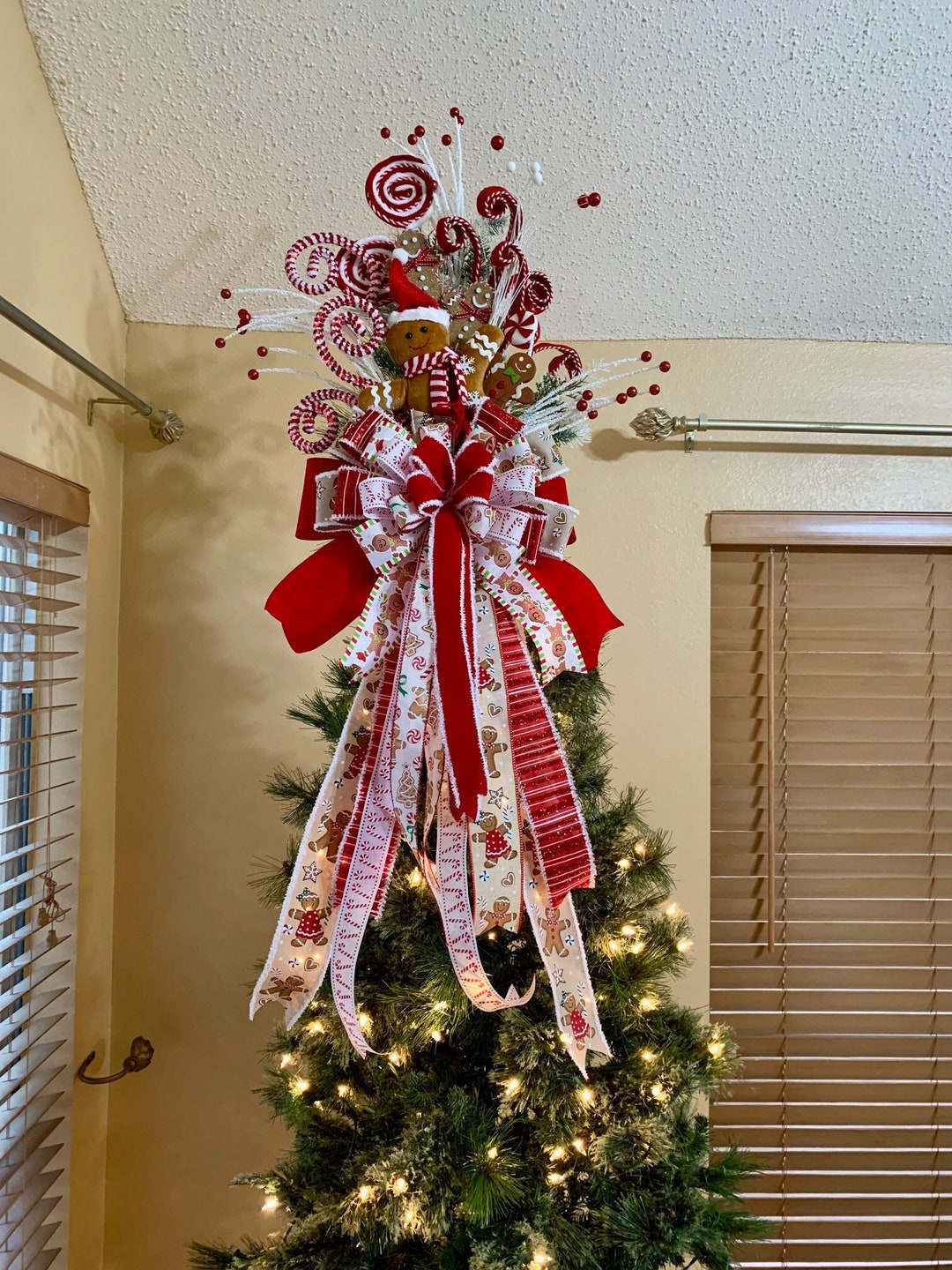 Large Gingerbread Topper, Christmas Tree Topper, Candy Tree Topper ...