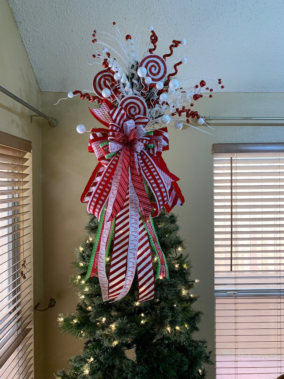 Xlarge Christmas Tree Topper, Large Bow, Decorated Tree Topper ...