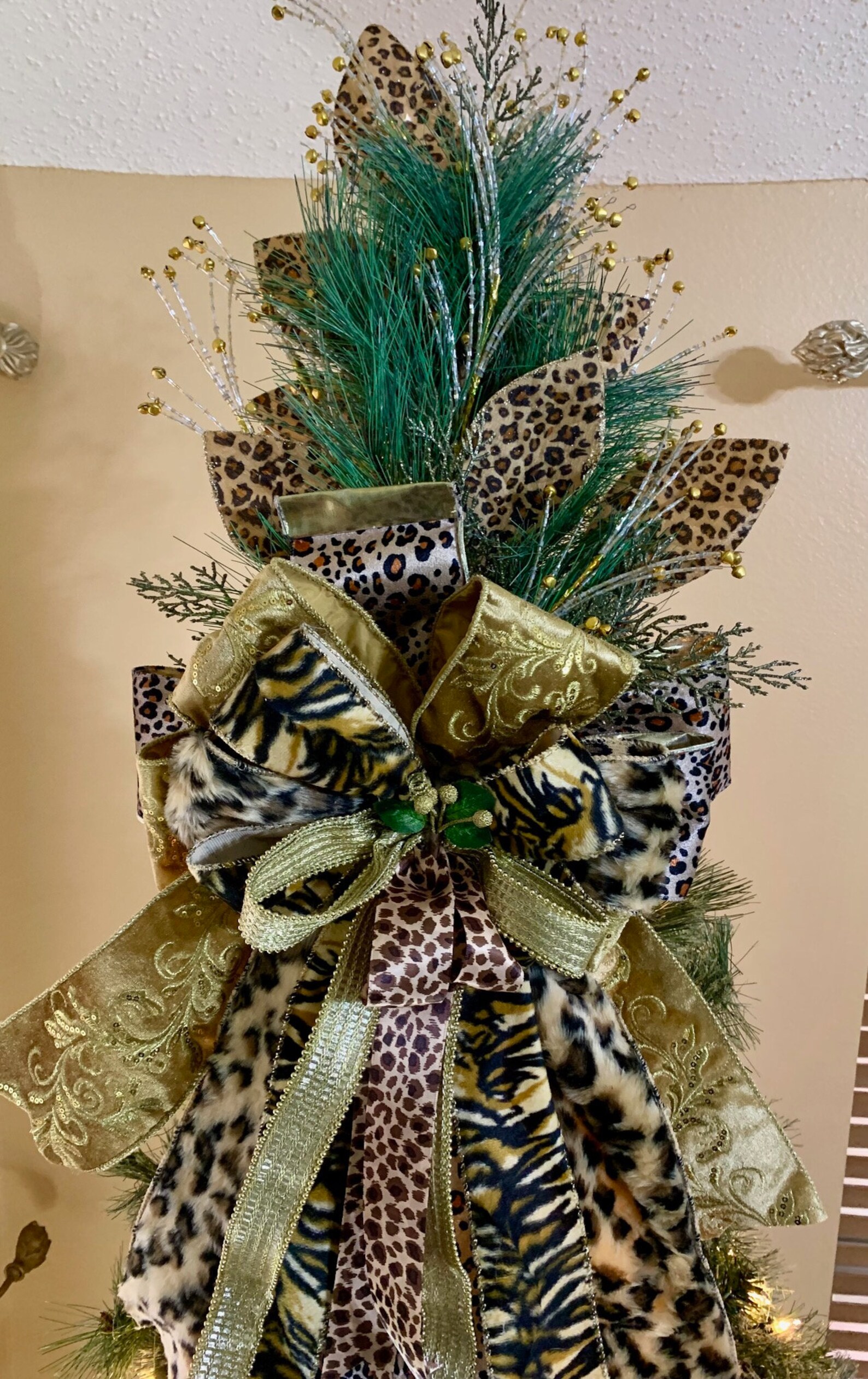 Large Animal Print Tree Topper, Elegant Topper, Christmas Tree Decor ...
