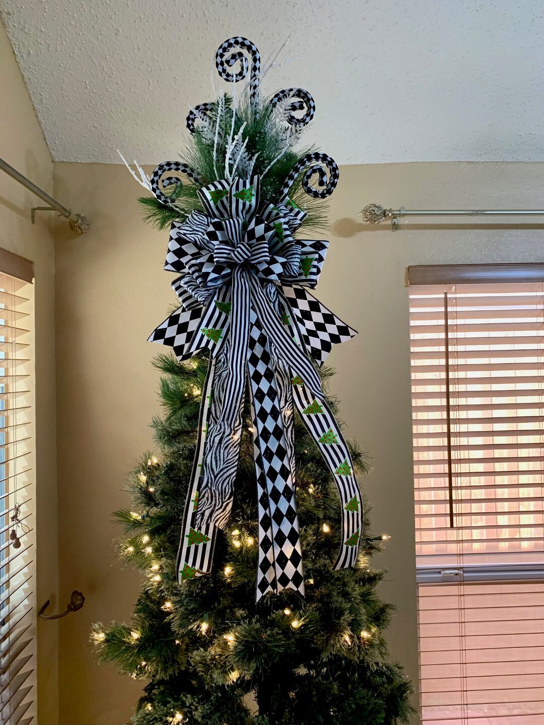Black and White Tree Topper, Tiger Print Topper, Christmas Tree Decor ...