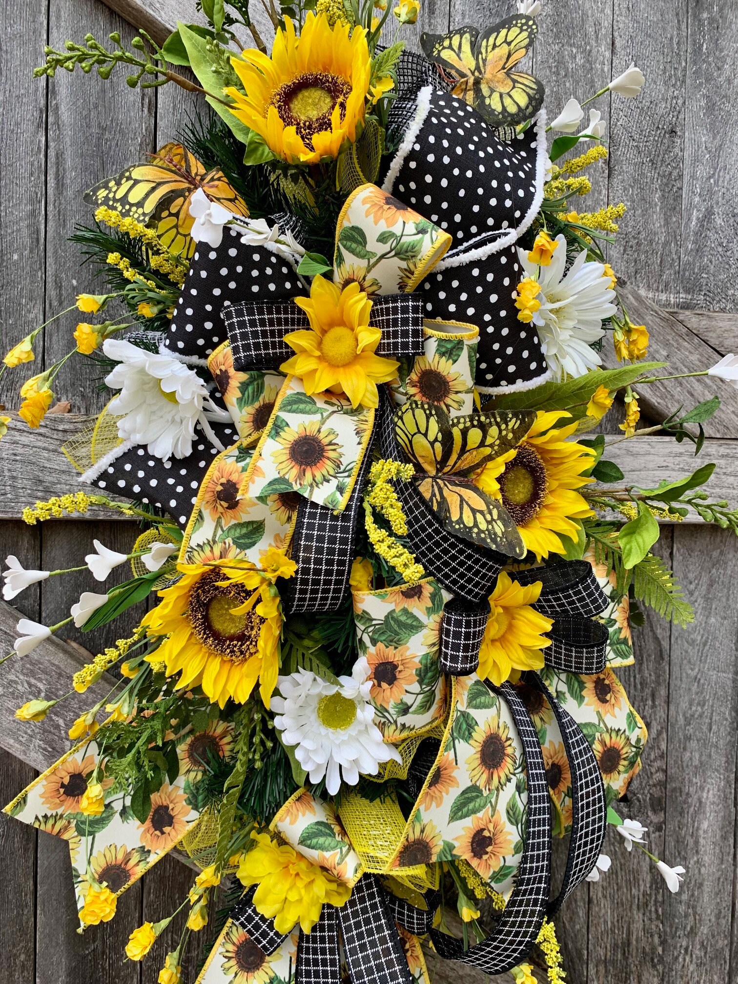 Sunflower Swag, Everday Wreath, Deluxe Wreath, Large Wreath, Spring ...