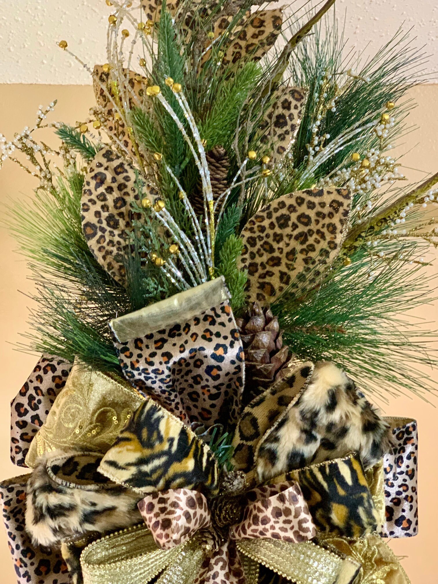 Large Animal Print Tree Topper, Elegant Topper, Christmas Tree Decor ...