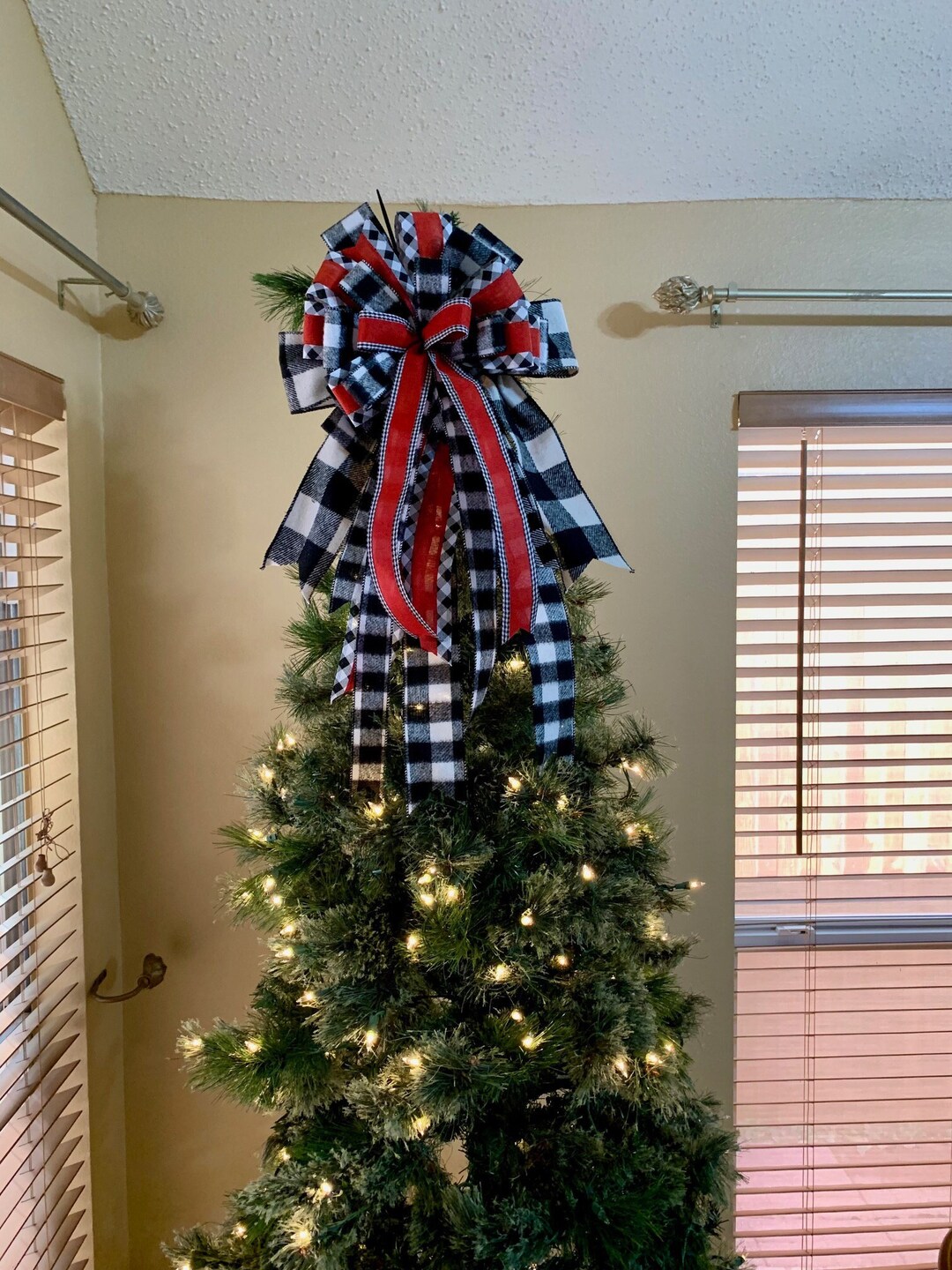 Farmhouse Tree Topper Bow, Christmas Tree Topper, Christmas Tree Decor ...