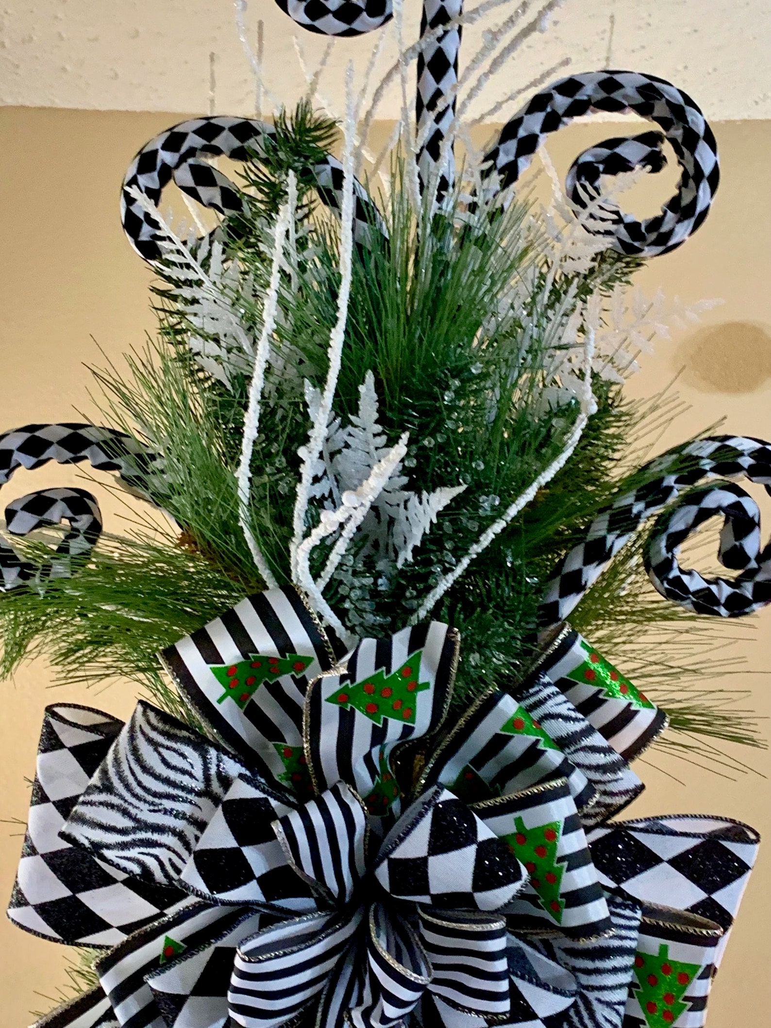 Black and White Tree Topper, Tiger Print Topper, Christmas Tree Decor ...