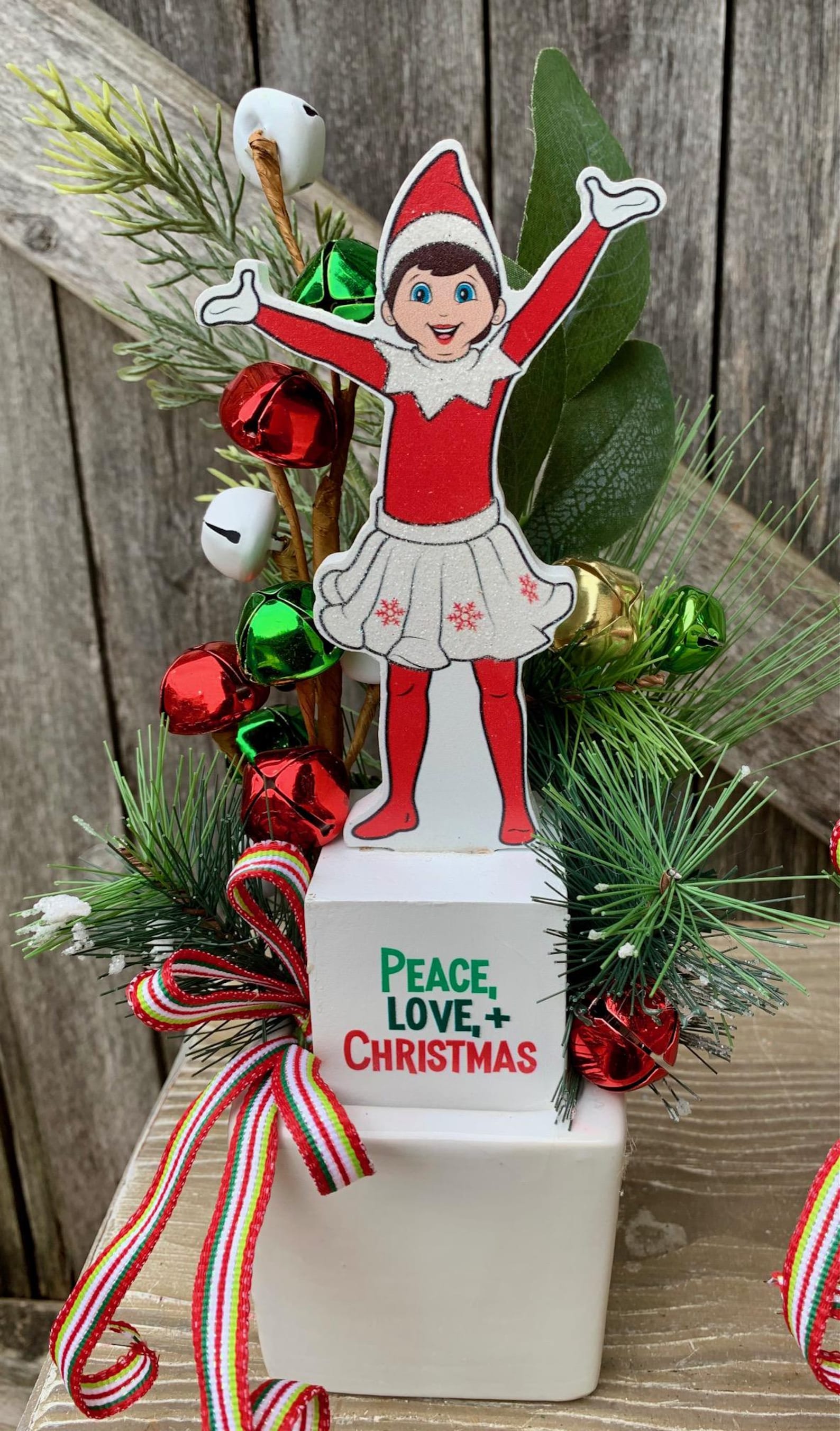 Set of Elf Arrangements, Mini Centerpiece, Small Arrangement, Christmas ...