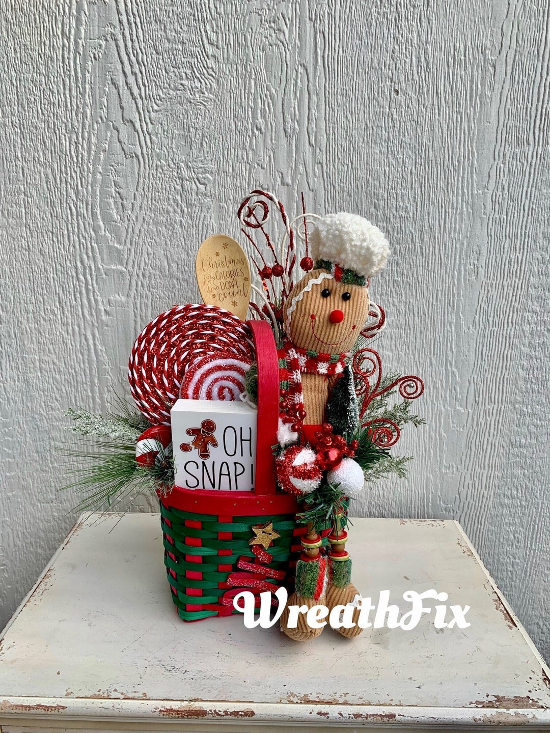 Gingerbread Basket Arrangement, Christmas Centerpiece, Table Décor ...