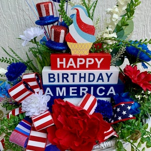 Large Patriotic Flower Basket, Basket Arrangement, 4th of July ...