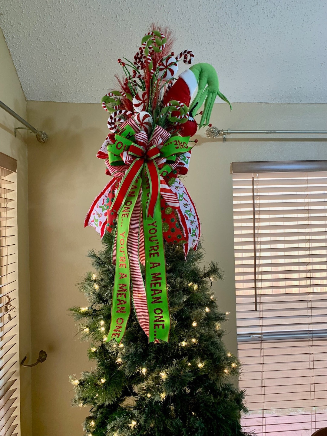 Large Grinch Inspired Tree Topper, Monster Hand, Christmas Tree Decor ...
