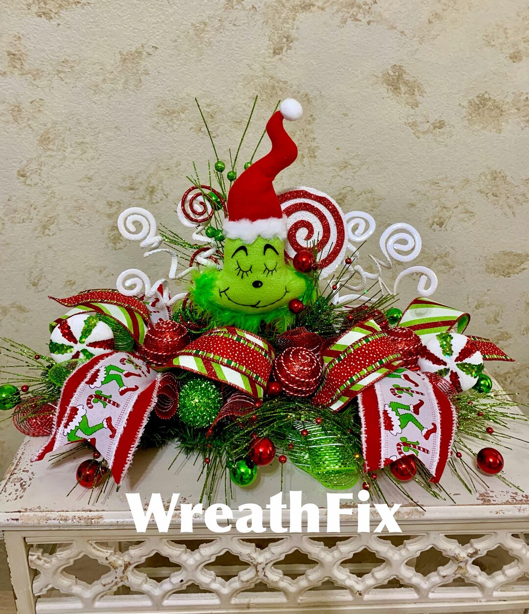 Grinch Inspired Centerpiece, Holiday Table Décor, Gift, Monster Head ...