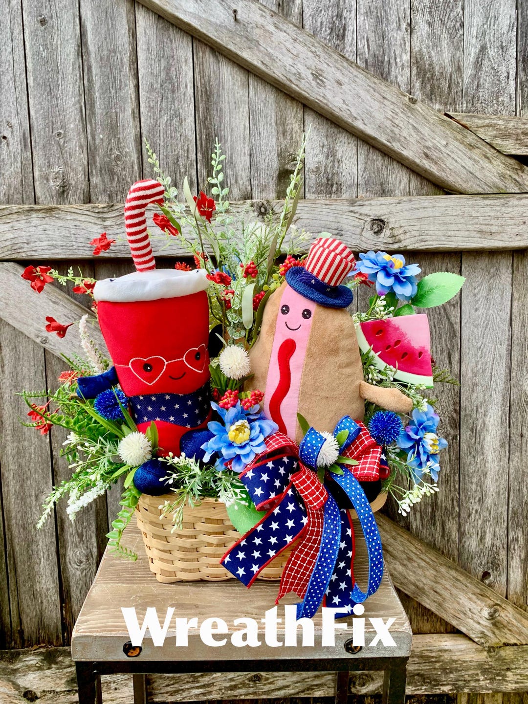 Patriotic Centerpiece, Basket Arrangement, 4th of July Centerpiece ...