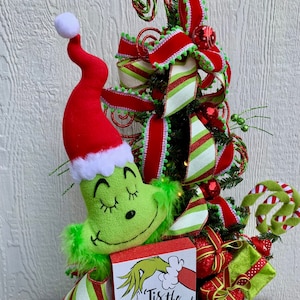 Grinch Inspired Centerpiece, Lighted Christmas Tree, Holiday Table ...