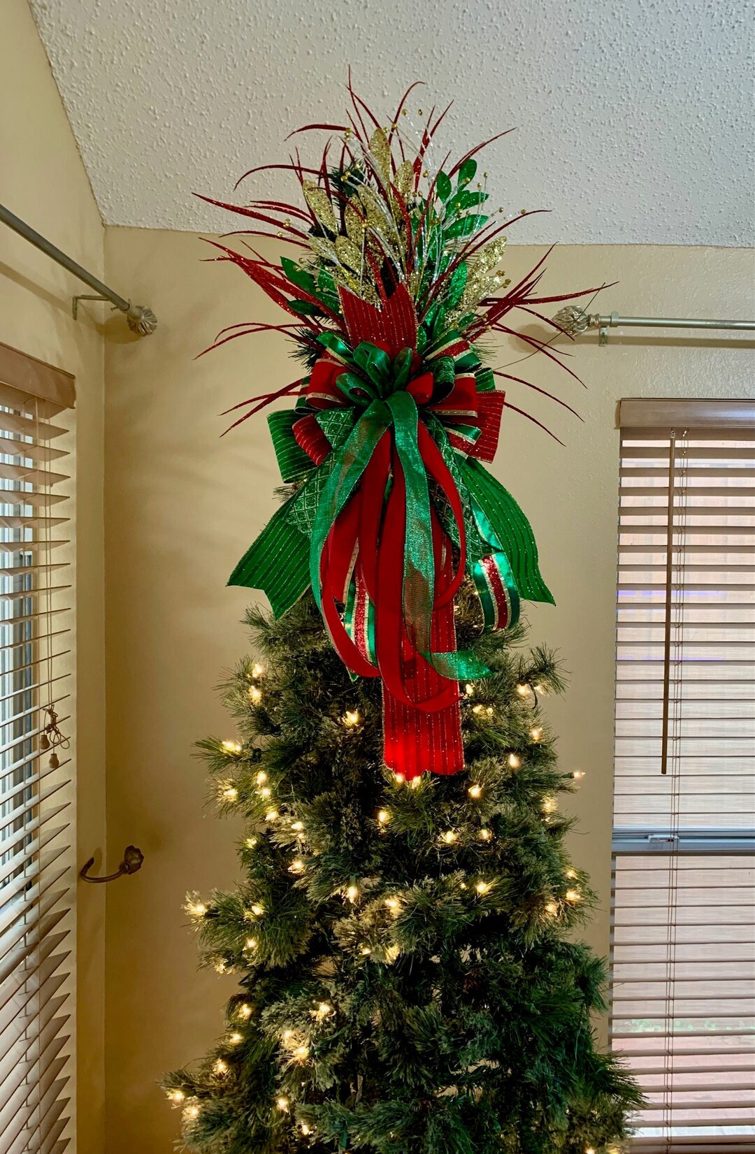 Elegant Tree Topper, Traditional Colors Topper, Christmas Tree Decor ...