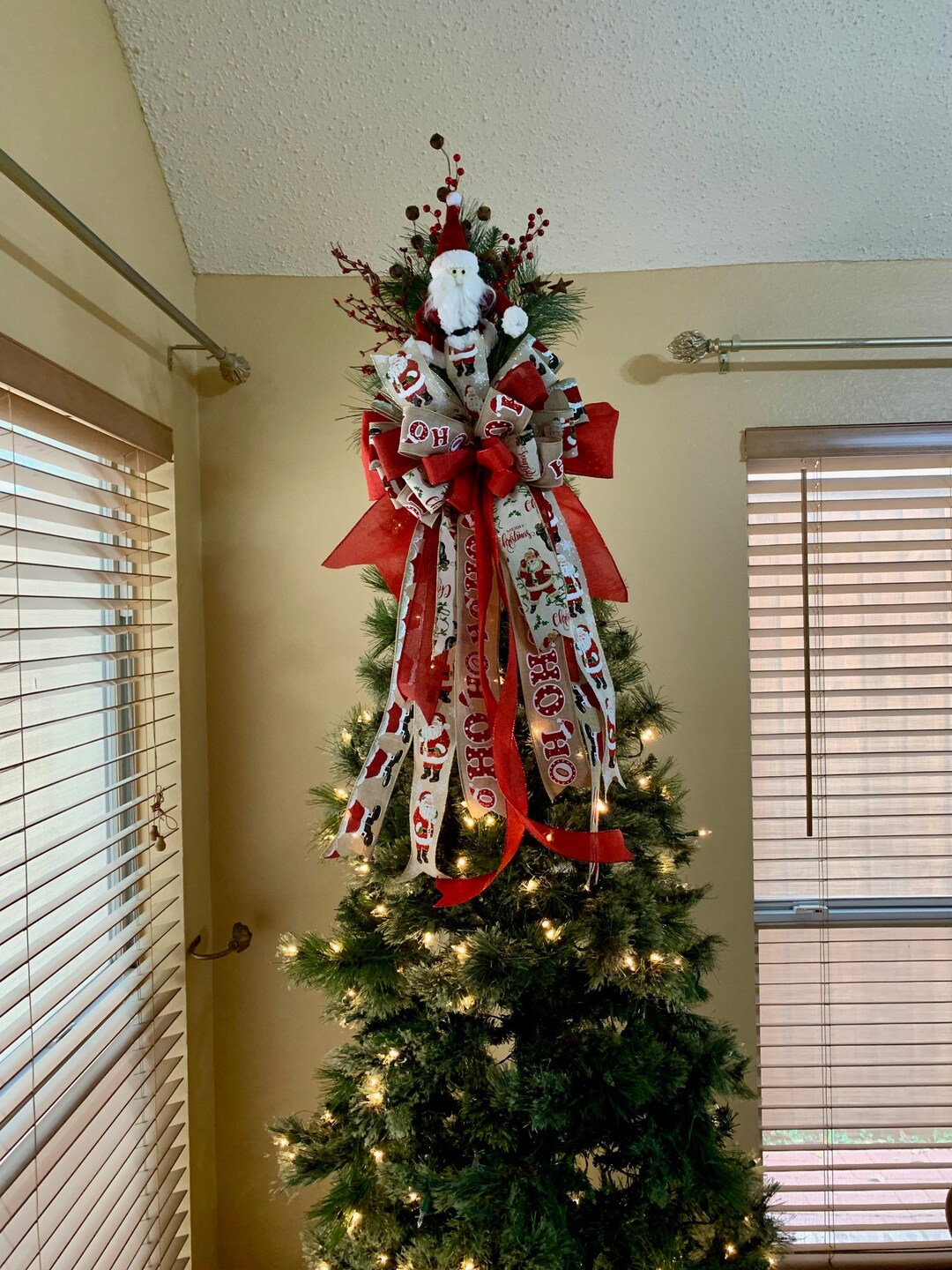 Rustic Santa Tree Topper, Farmhouse Topper, Christmas Tree Decor ...