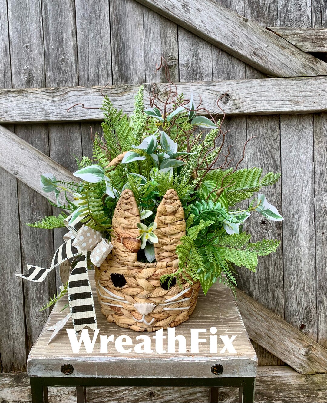 Country Greenery Basket, Basket Arrangement, Greenery Centerpiece ...