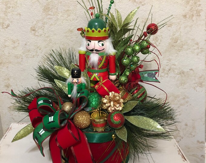 Christmas Nutcracker Arrangement, Table Decor, Holiday Centerpiece ...