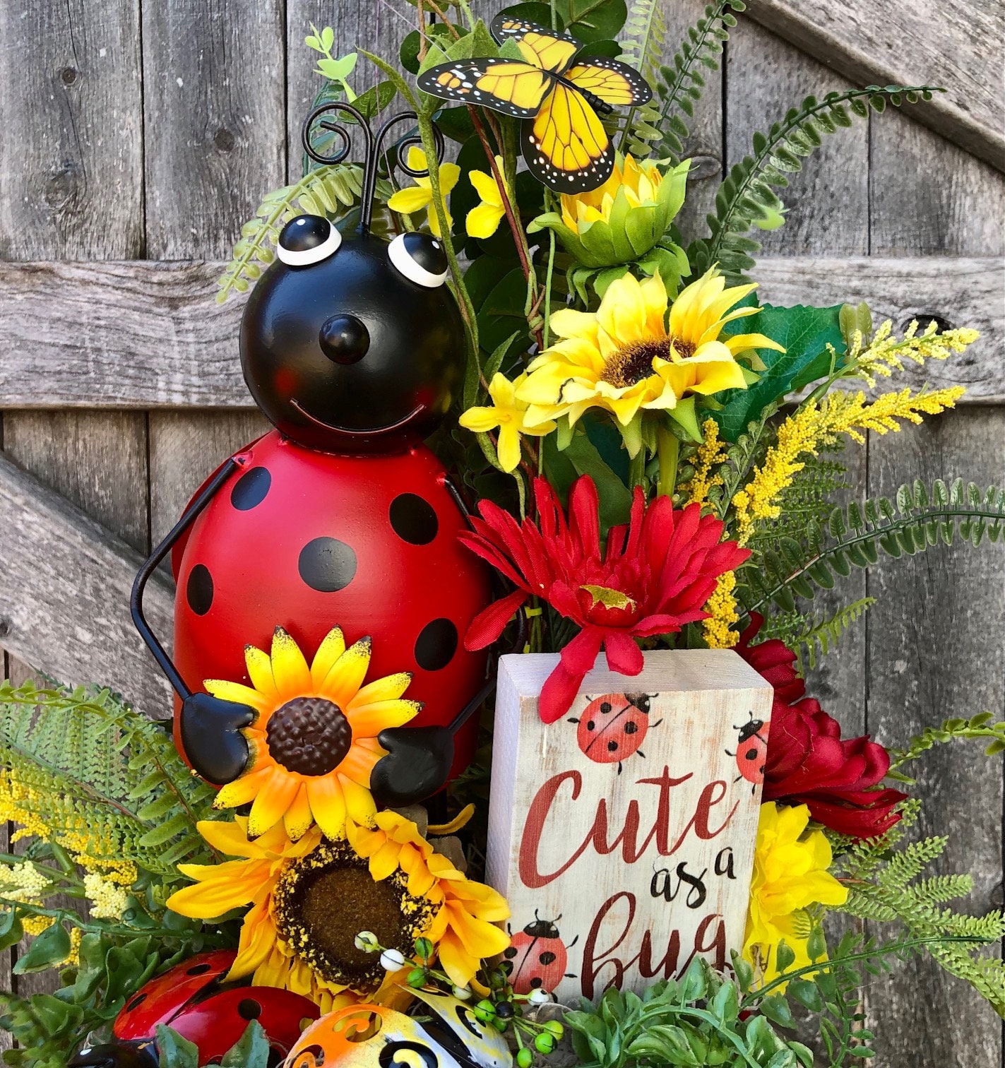 Ladybug Arrangement Summer Centerpiece Spring Floral Summer | Etsy