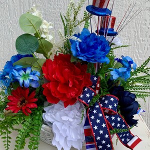 Large Patriotic Flower Basket, Basket Arrangement, 4th of July ...