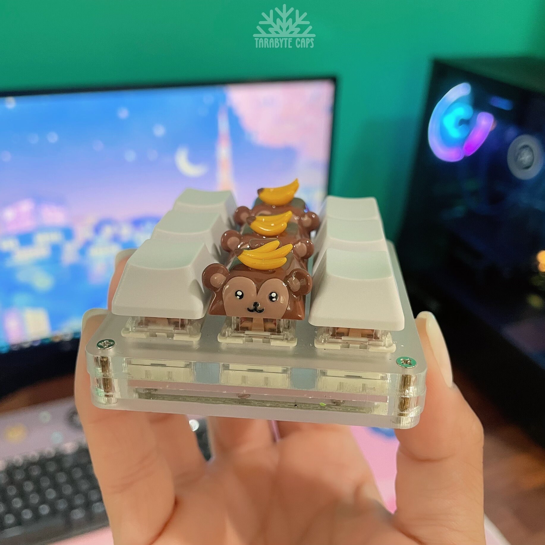 Monkey Bananas Keycap Handmade Artisan Keycap Kawaii - Etsy