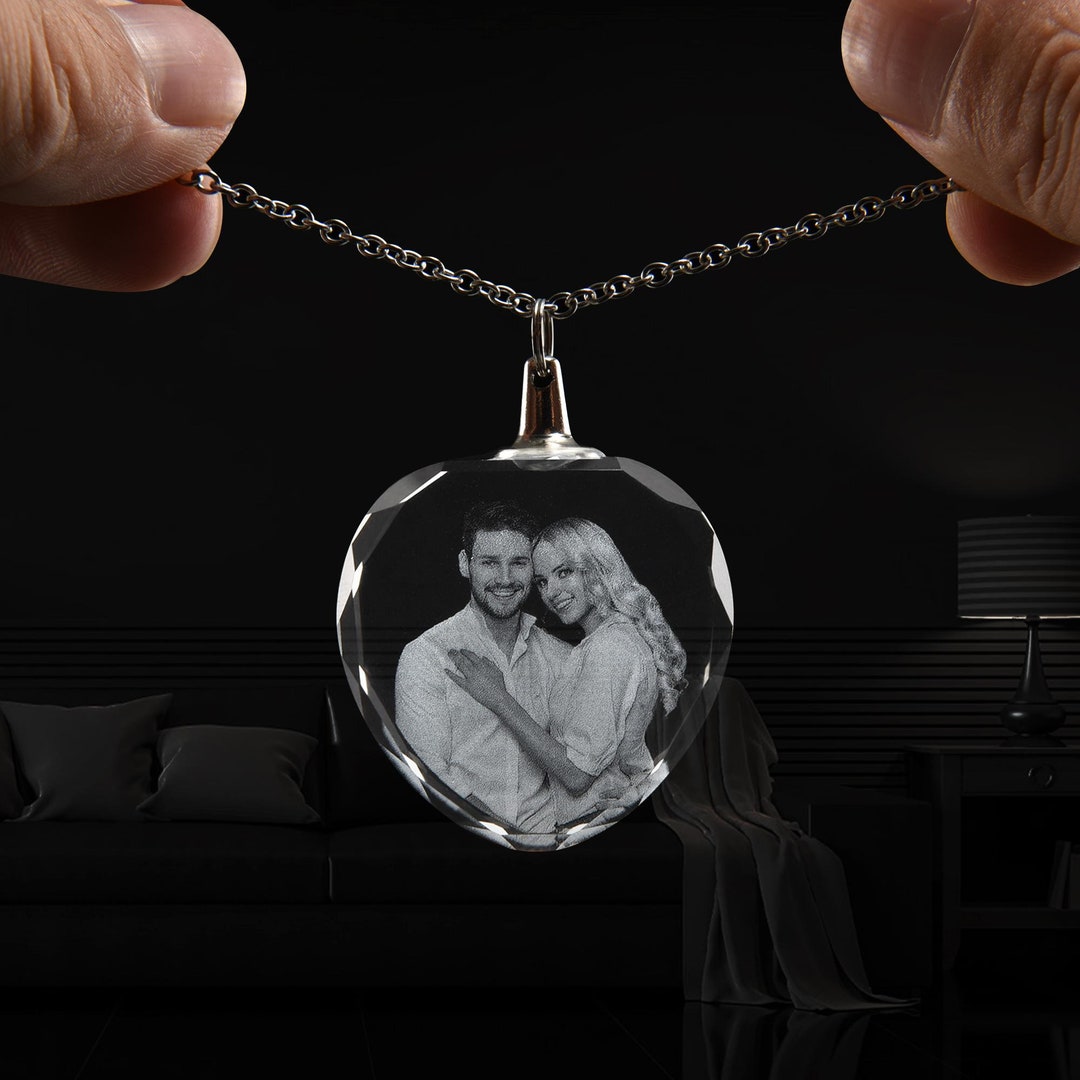Custom Photo Crystal Necklace,laser Engraved Picture, Custom Necklace ...