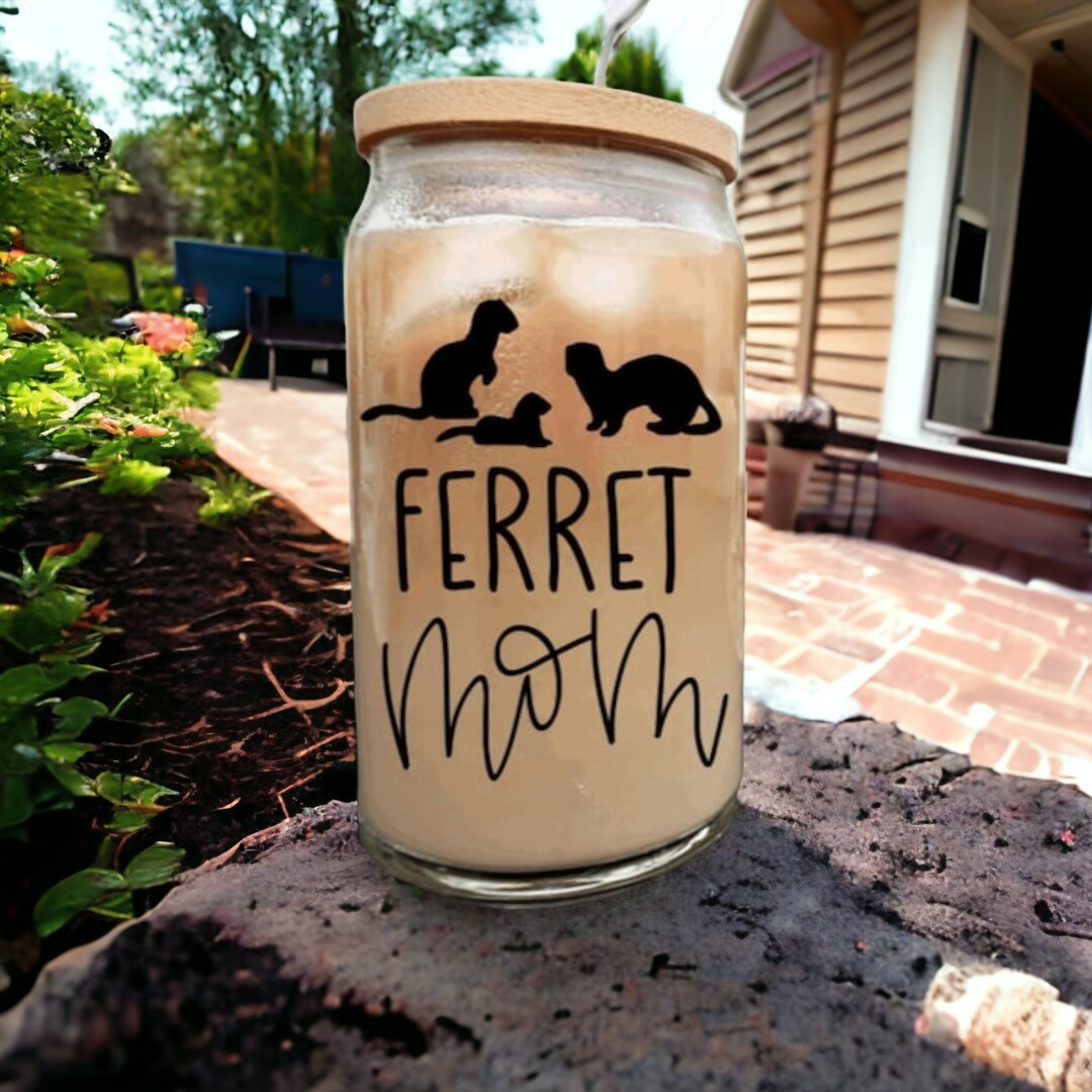 Ferret Mom Iced Coffee Glass: Ferret Mom Mug, Ferret Lover Gift, Funny ...