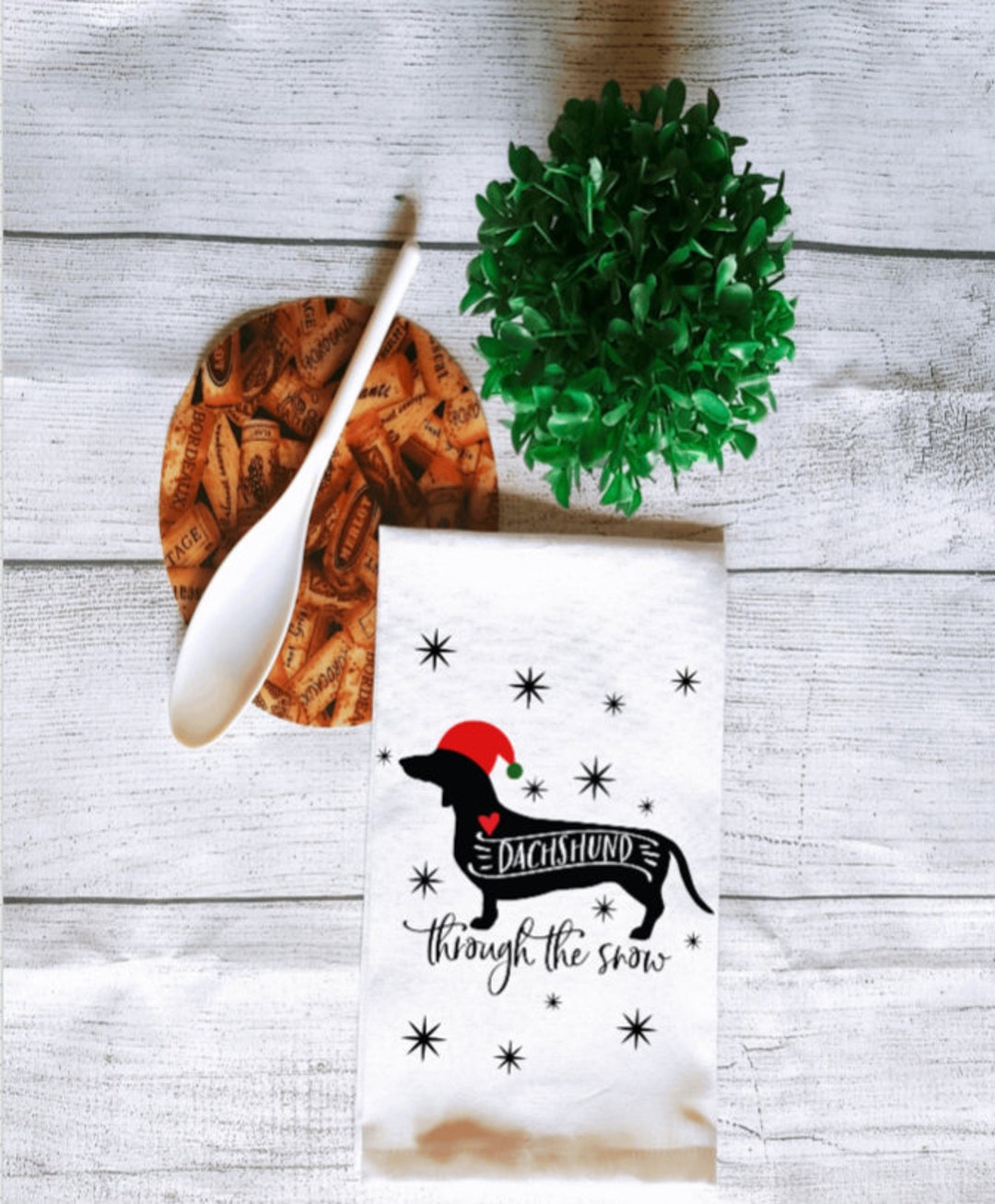 Dachshund Through the Snow-dachshund Christmas Towel, Christmas Kitchen ...