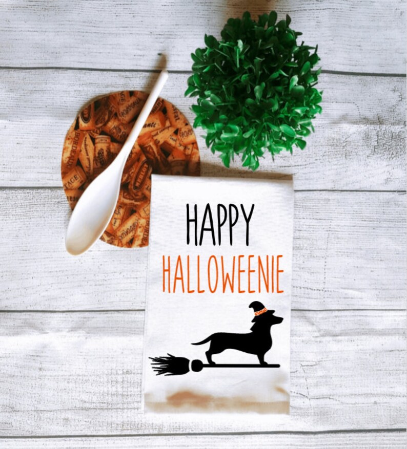 Happy Halloweenie Dachshund Halloween Towel Halloween - Etsy