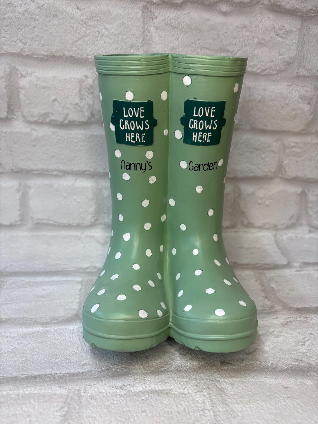 Personalised Green Welly Boot Planter: Mum's Garden Decor, Unique ...