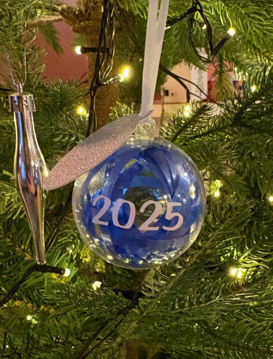 2025 Ribbon Bauble, Kids Christmas Keepsake Bauble, Personalised Bauble ...