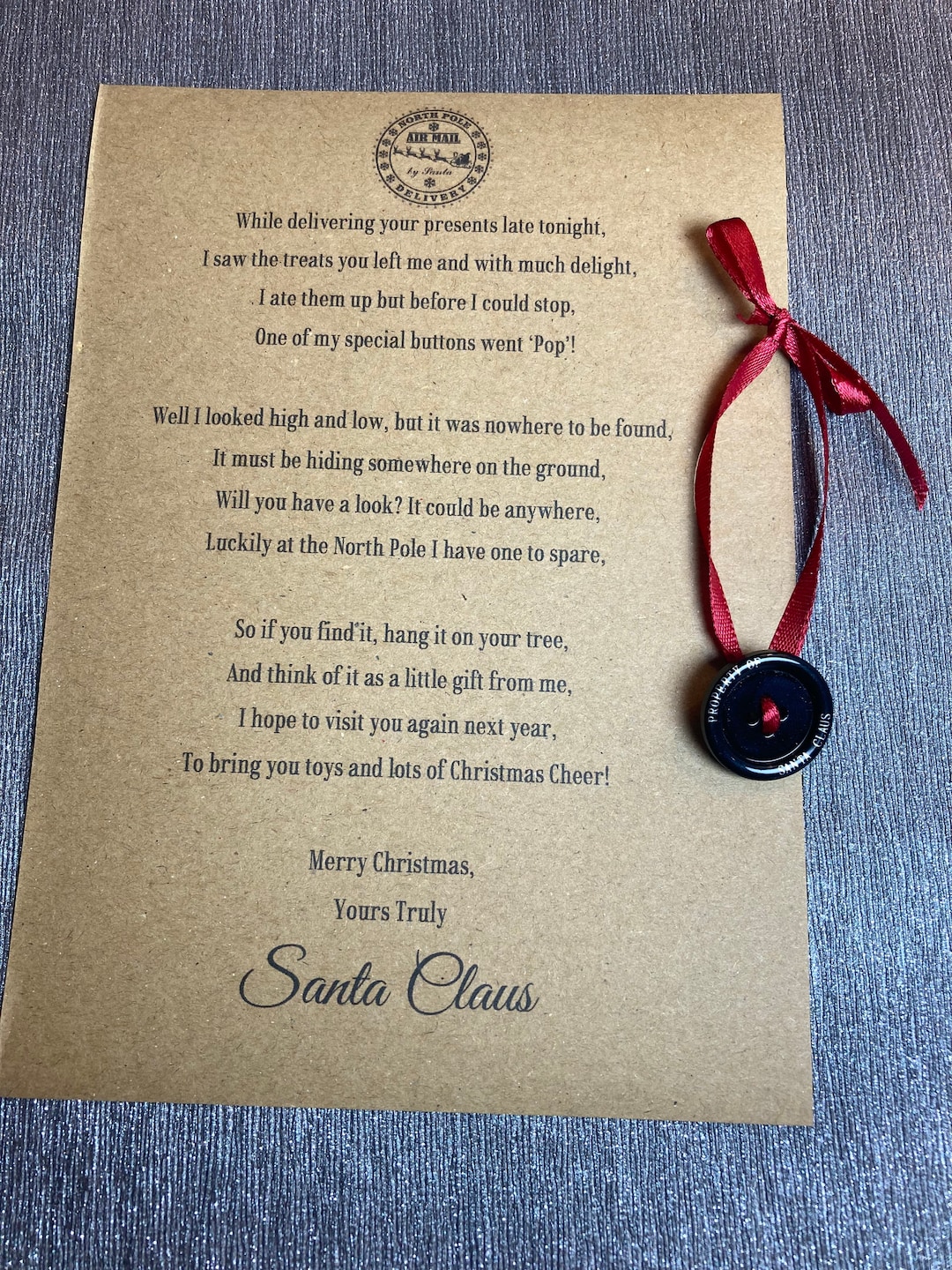 Santa's Lost Button & Letter Set: Christmas Morning Magic - Etsy