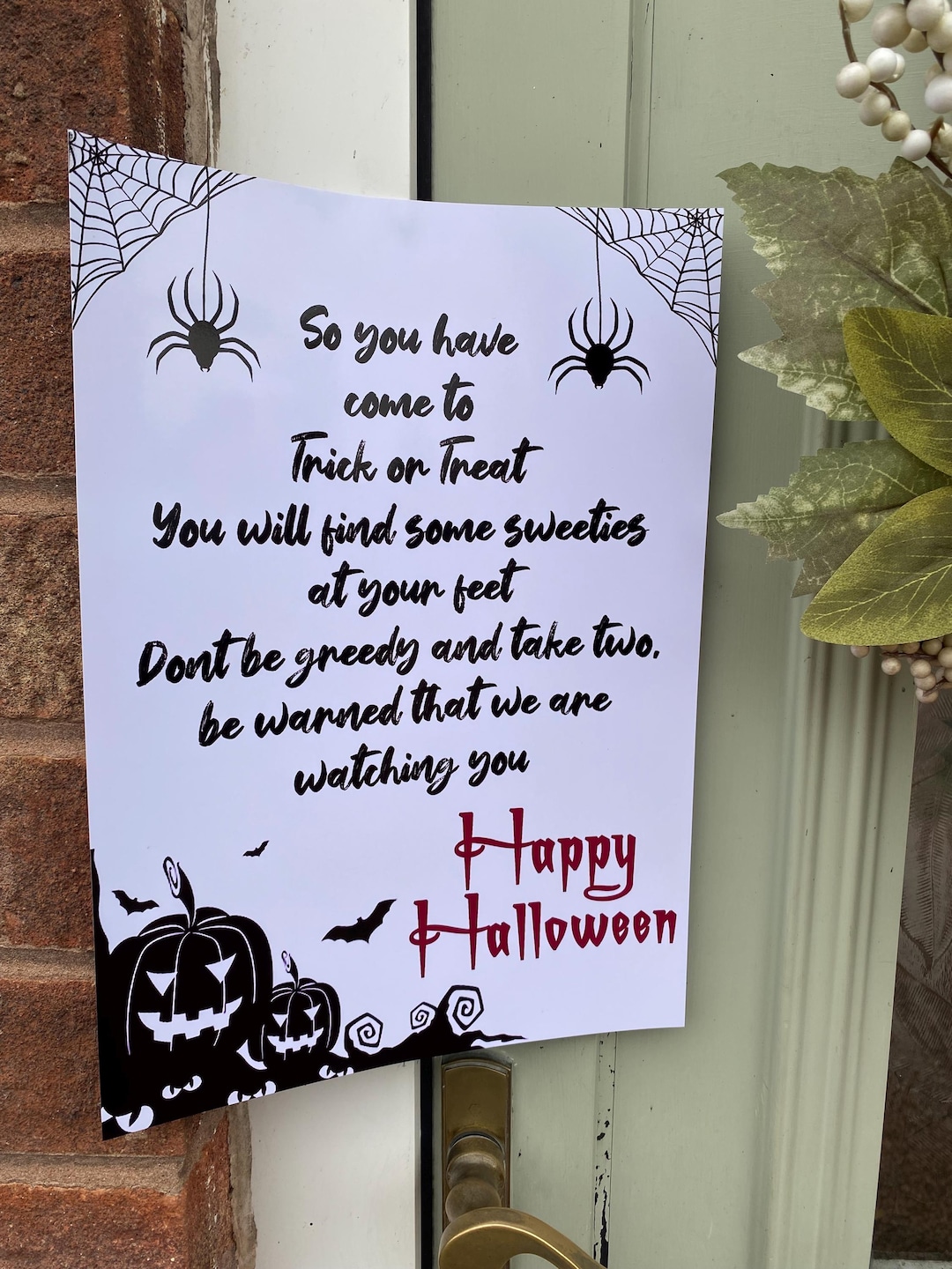 Trick or Treat Poster DIGITAL DOWNLOAD, Halloween Sign, Take a Sweet ...