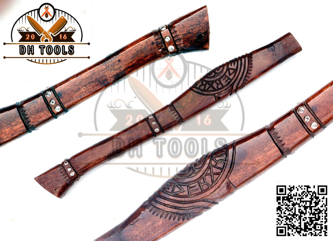 Hand Carved Viking Axe Handle: Walnut Wood, Camping Hunting Tool - Etsy