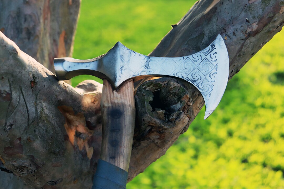 Handmade VIKING AXE With Ash Wood Shaft, Camping/hunting Axe Ragnar Axe ...