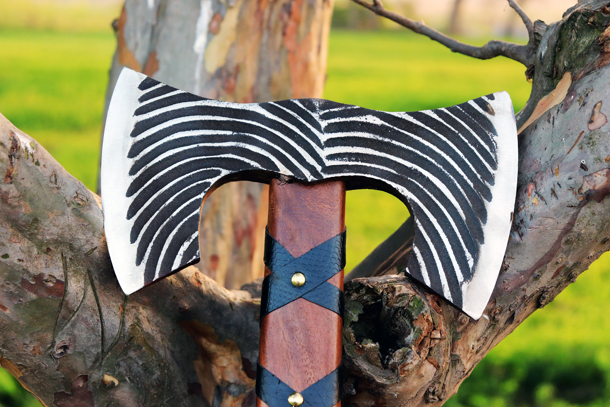 VIKING AXE With Ash Wood Shaft, Camping/hunting Axe Ragnar Double Bite ...