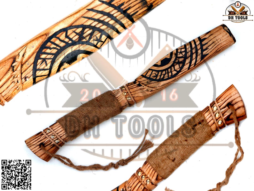 Hand Carved Viking Style Camping/hunting Axe Handle , Valhalla, Ragnar ...