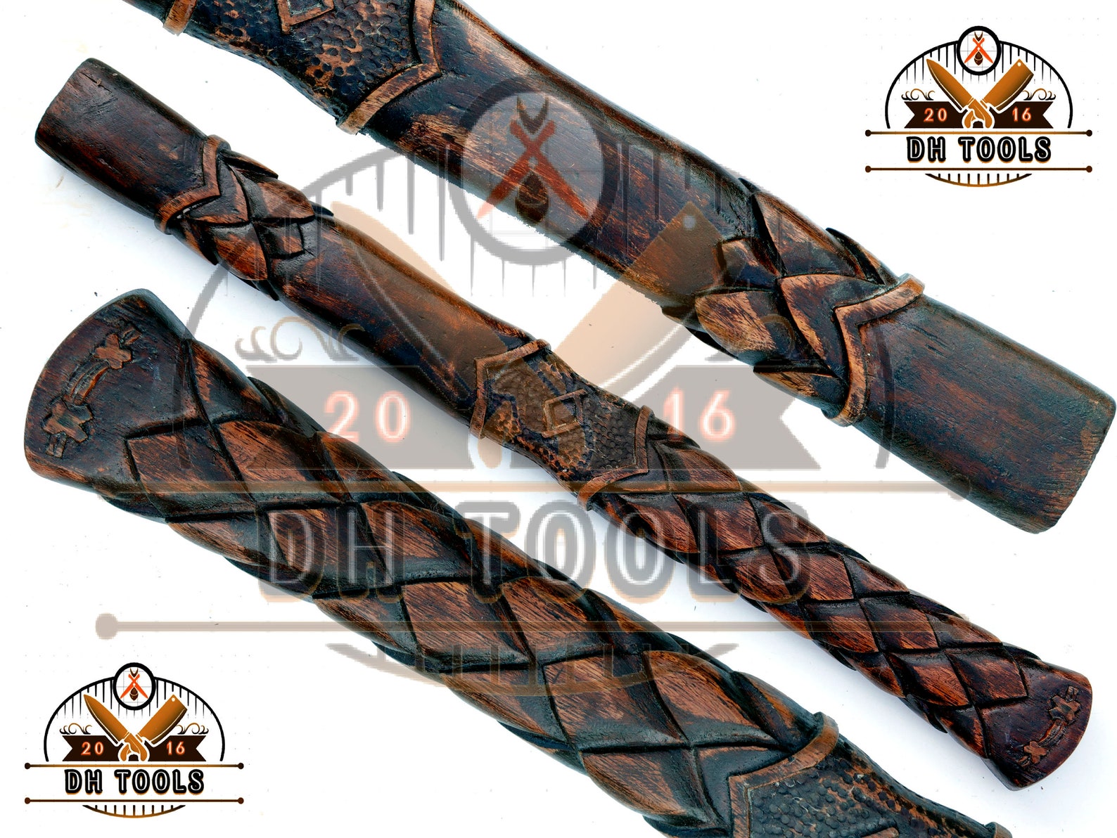 Handmade Viking Style Camping/hunting Axe Handle With Carved Leaf's and ...