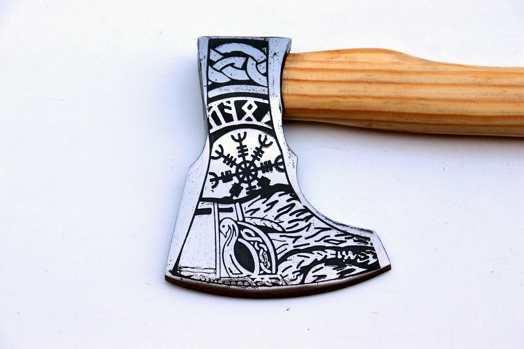 Handmade VIKING AXE With Ash Wood Shaft, Camping/hunting Axe Ragnar Axe ...