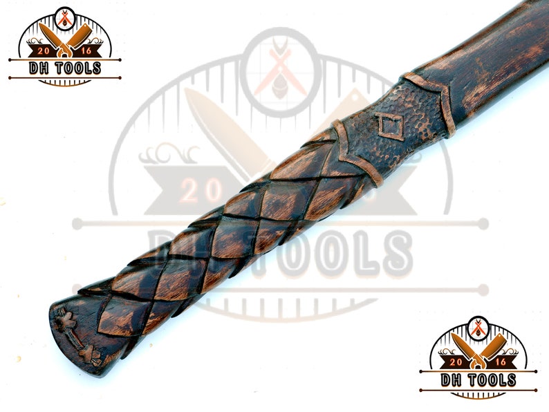 Handmade Viking Style Camping/hunting Axe Handle With Carved Leaf's and ...