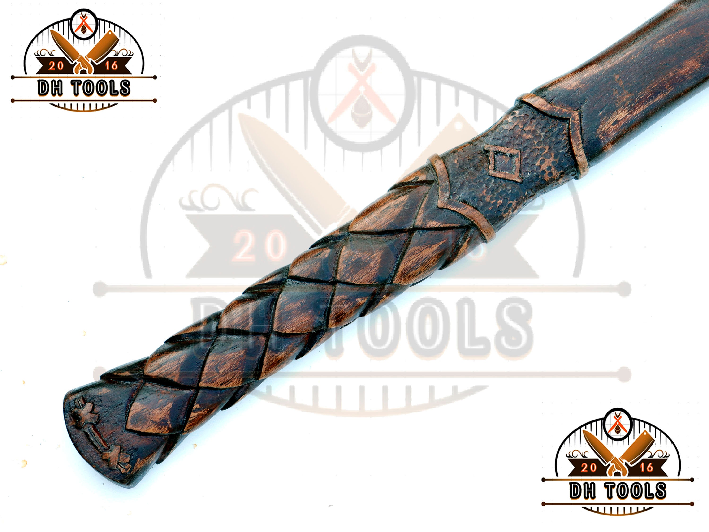 Handmade Viking Style Camping/hunting Axe Handle With Carved Leaf's and ...