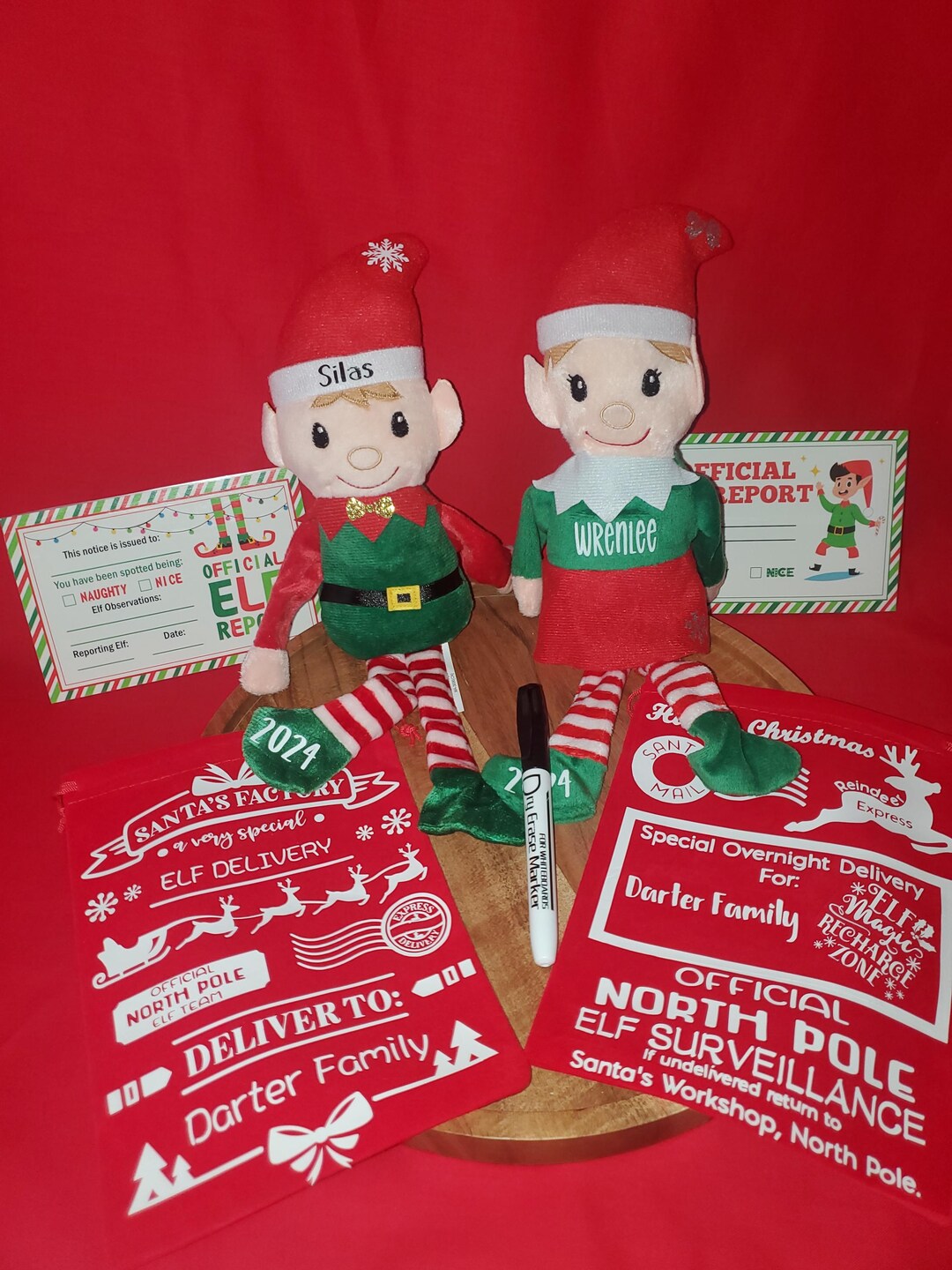 Personalized Elf Set With Velvet Bag and Santa Report - Etsy