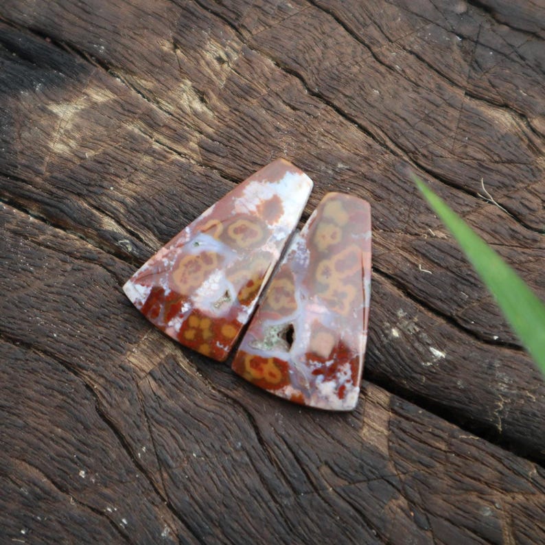 Natural Orbicular River Jasper Pair Cabochon: Matching to Handmade ...