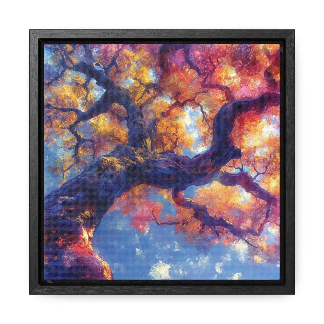 Synesthetic Tree Gazing Framed Gallery Canvas Wrap Rainbow Tree Canopy ...