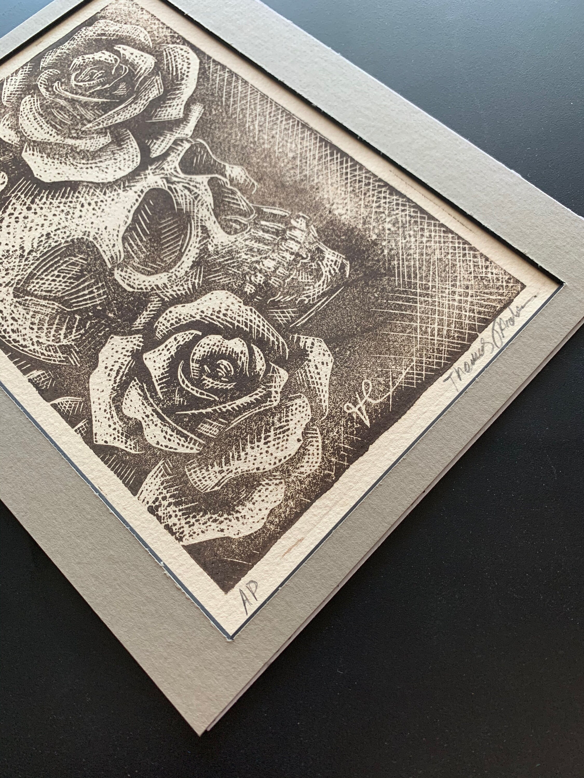 Skull and Roses Block Print - Etsy