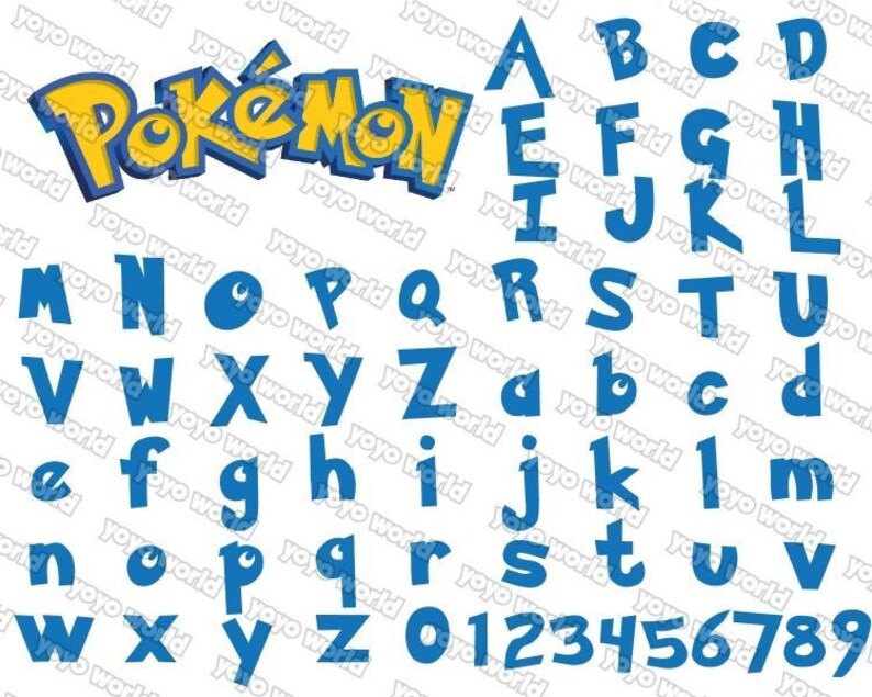 Pokemon font pokemon letters pokemon font svg pokemon font | Etsy