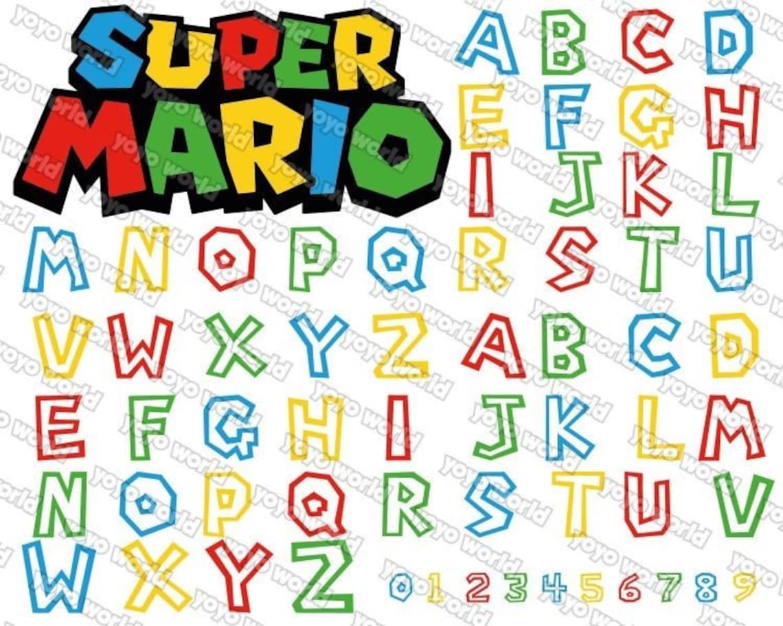 Super Mario Font Mario Font Super Mario Svg Super Mario | Etsy