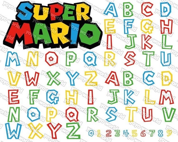 Super Mario Font Cut Files Mario Alphabet Svg Mario Bros Etsy
