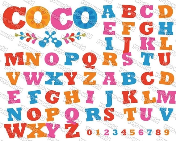 Coco Movie Svg Disney Coco Alphabet Svg Coco Font Svg Coco Alphabet Letters Svg Font Coco Svg ...