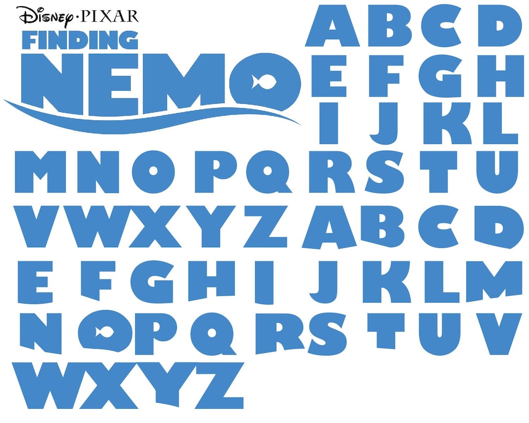 Nemo Font, Dory Font, Nemo Font Svg, Nemo Font Silhouette, Nemo Font ...