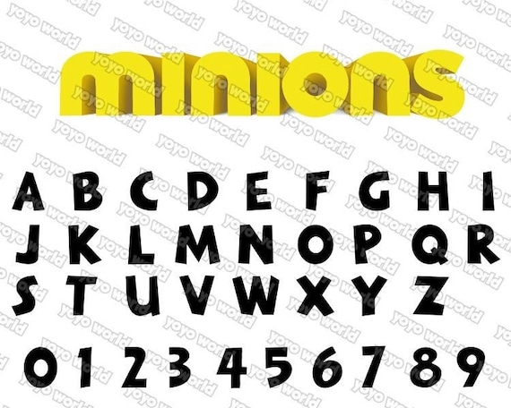 Minions font minions svg minions font svg minions font | Etsy